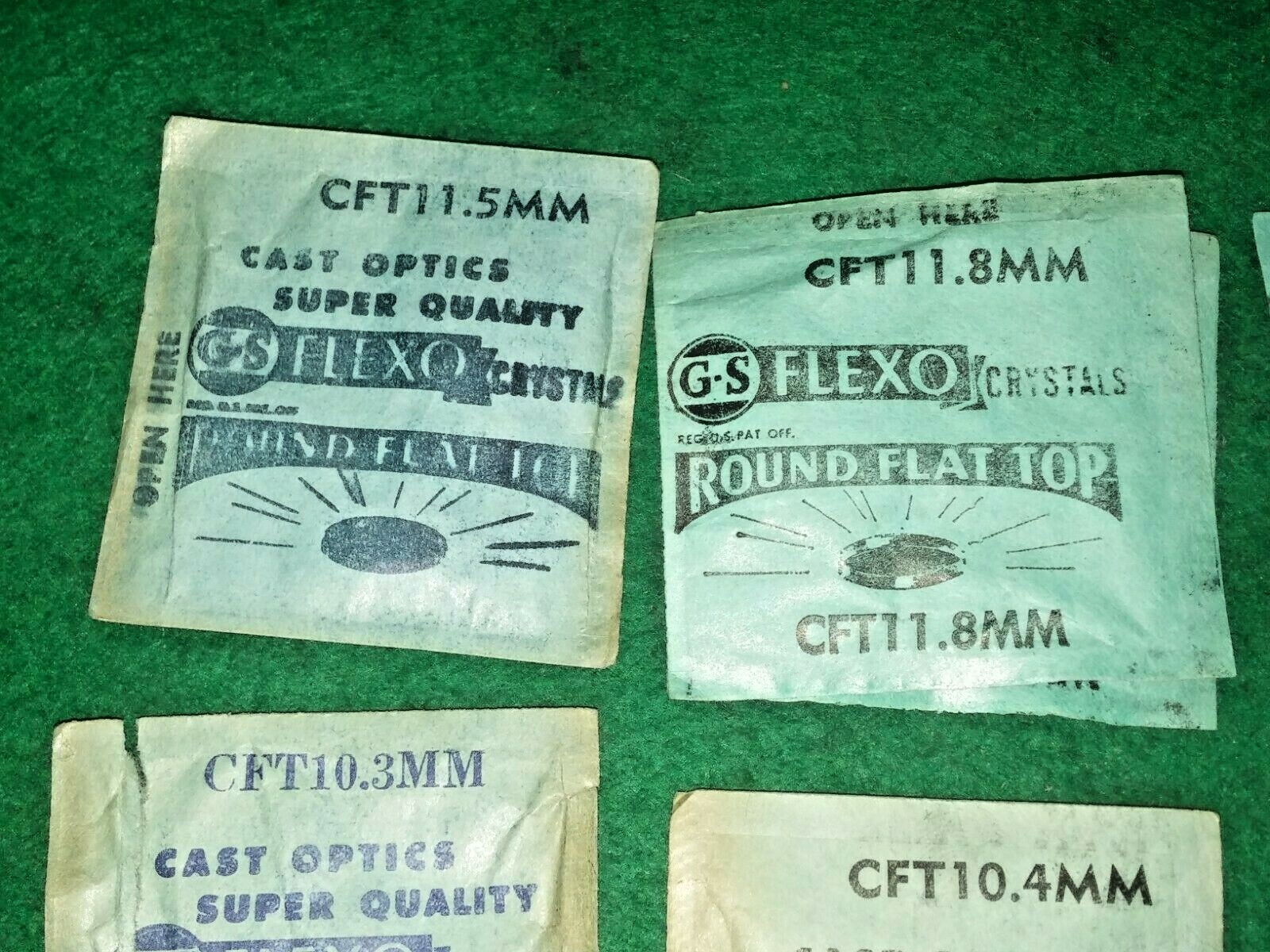 Vintage NOS G-S Flexo CFT-series Round Watch Acrylic Crystal--Choose ...