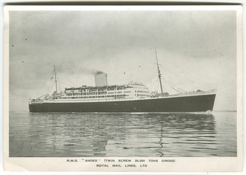 RMS ANDES, ROYAL MAIL LINE - Shipping Postcard 105mm x 150mm | eBay UK