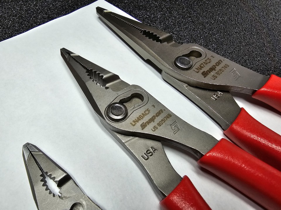 Snap-on Tools NEW 3pc RED Long Nose Slip Joint Plier Set LN44BCF ...