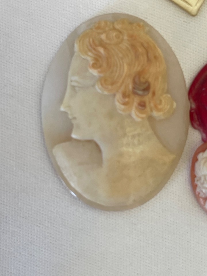 Vintage Antique Bits & Pieces Jewelry LOT- Cameos, Shell, Carved MOP, Glass | eBay