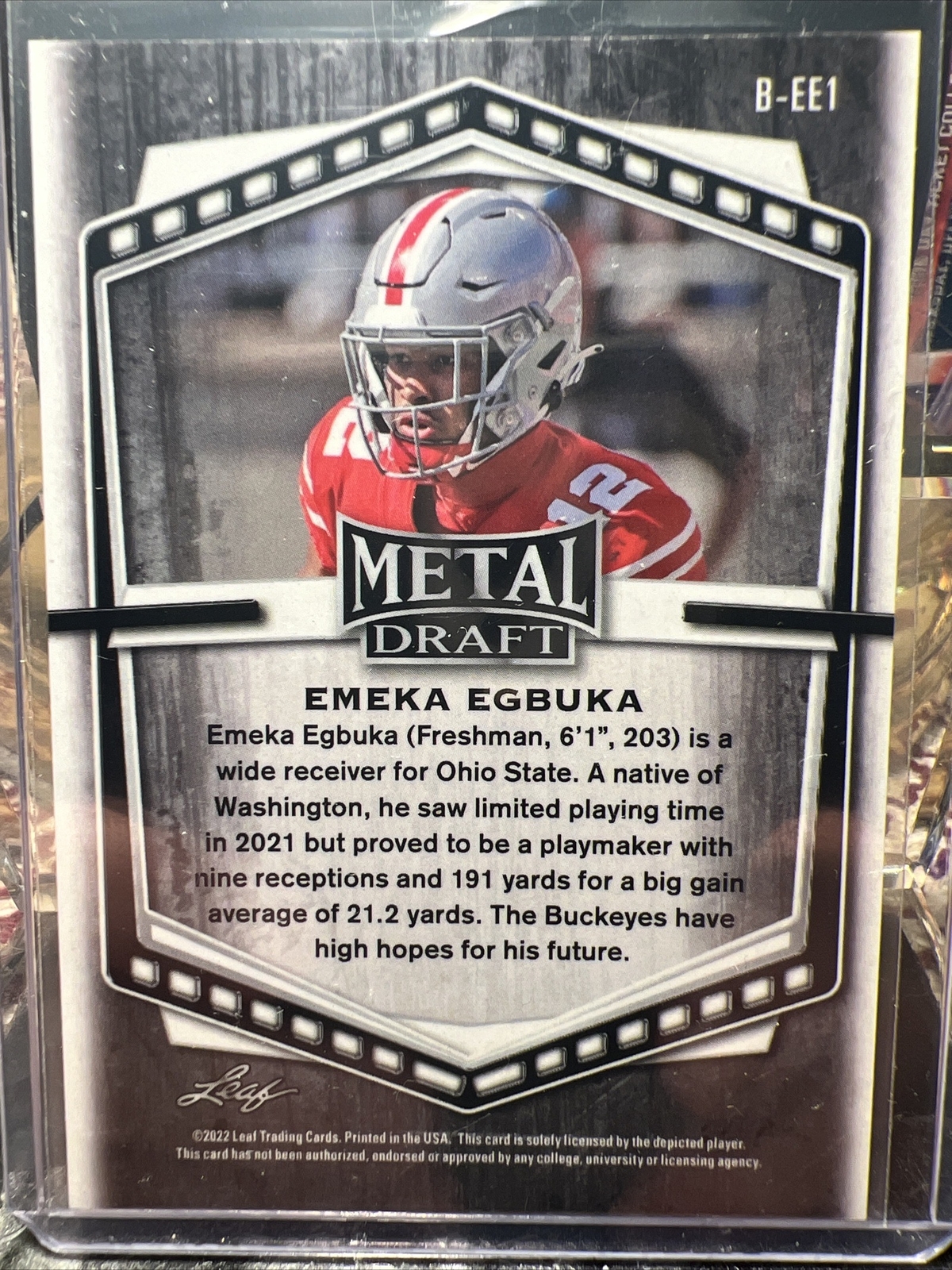 2022 Leaf Metal Draft Purple Crystal #B-EE1 Emeka Egbuka Ohio State ...