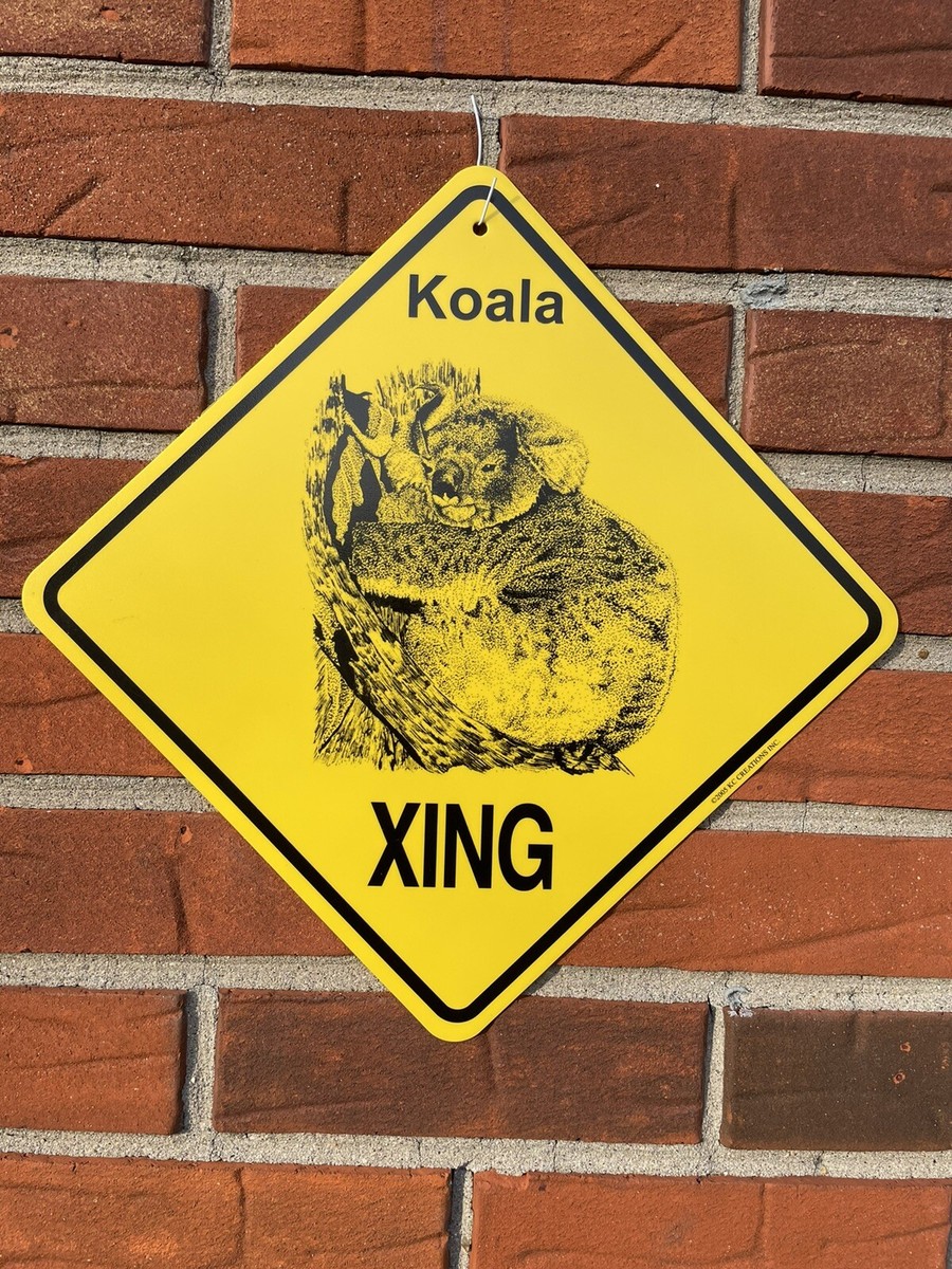 Koala Crossing Sign Koala Crossing Caution Sign Stock Photo