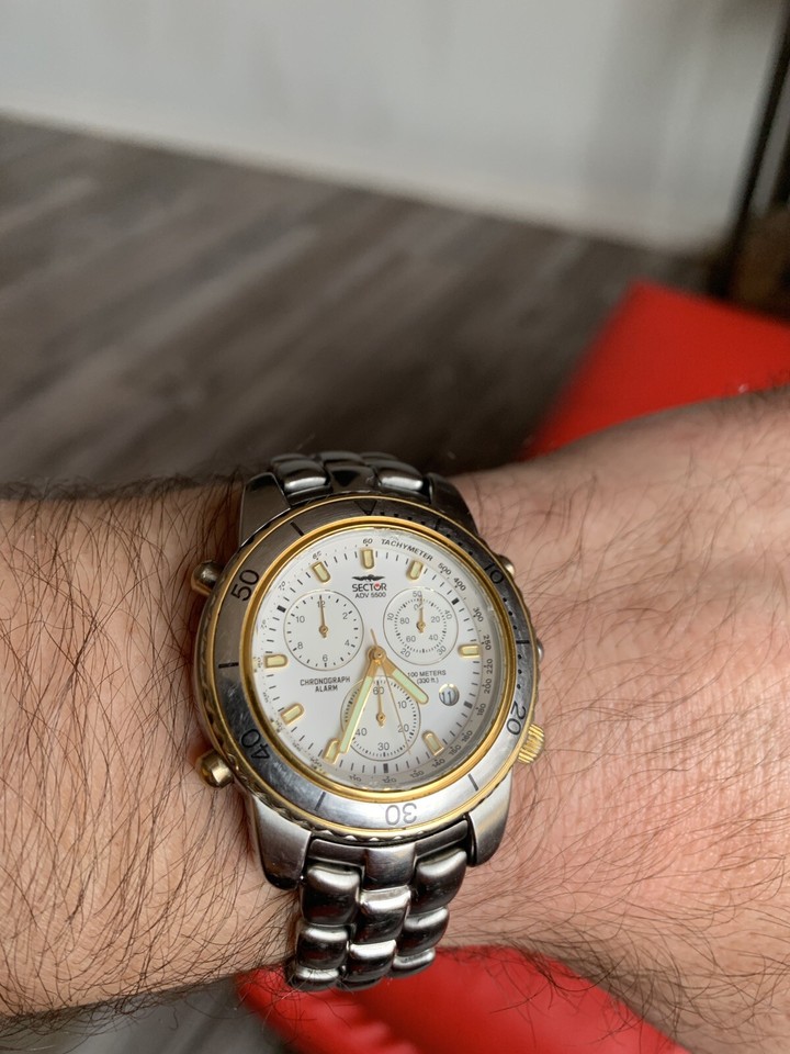 VINTAGE SECTOR ADV 5500 CHRONOGRAPH ALARM 12 Jewels MEN'S QUARTZ WATCH ...