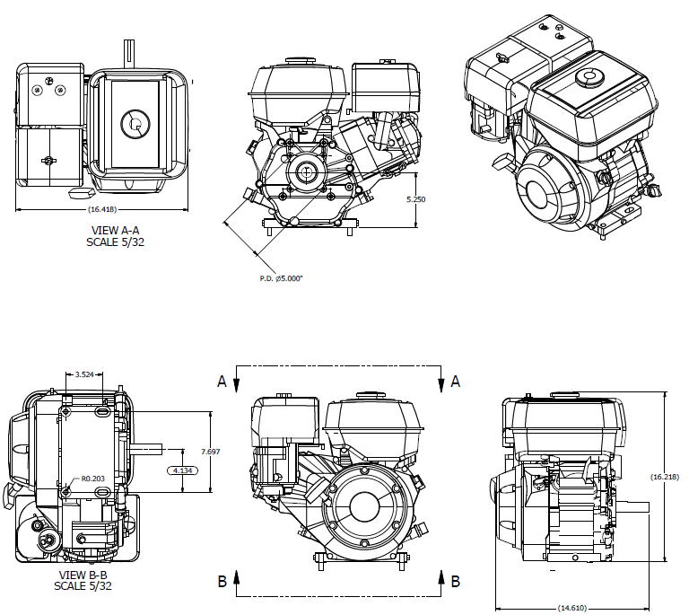 Honda GX270 Series, 8.4 HP, Horizontal Shaft, GX270UT2X QAG2 (BLK) #8. ...