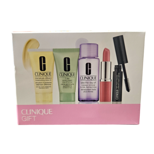 Clinique Skincare Makeup 5 Pcs Deluxe Samples Size Gift Set Pink/White ...