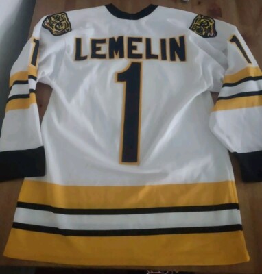 Vintage 80s Réjean Reggie Lemelin Boston Bruins Sewn Maska Home Jersey ...