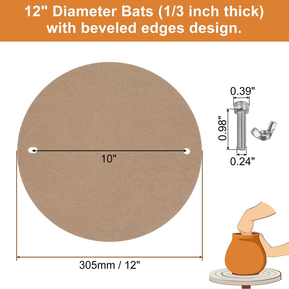 Pottery Wheel Bat 12" Round Pottery Bats System Bats 1/3 Thick | eBay