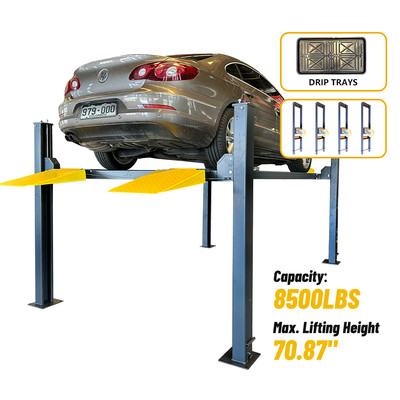 8500 Lbs Four Post Parking Lift 4-Post Storage Service Car Lift Casters ...