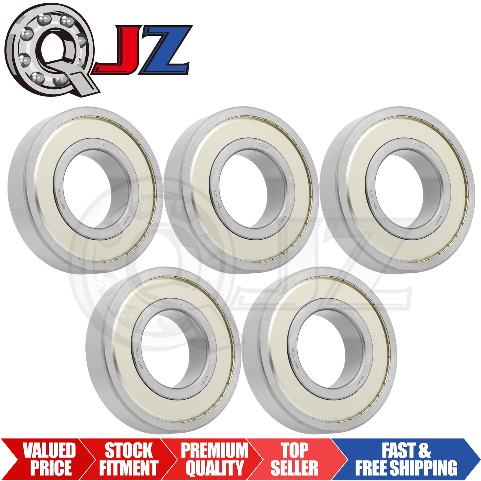 [Qty.5] 6321-ZZ Radial/Deep Groove Ball Bearing [105mm ID x 225mm OD x ...