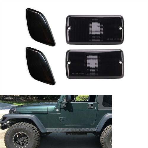Smoke Bumper Signal Lamp Fender Side Marker Light Set For Jeep Wrangler ...