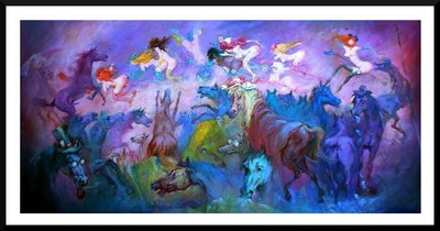 Julian Ritter "Horsing Around" Original Fine Oil Painting 36" X 72 ...