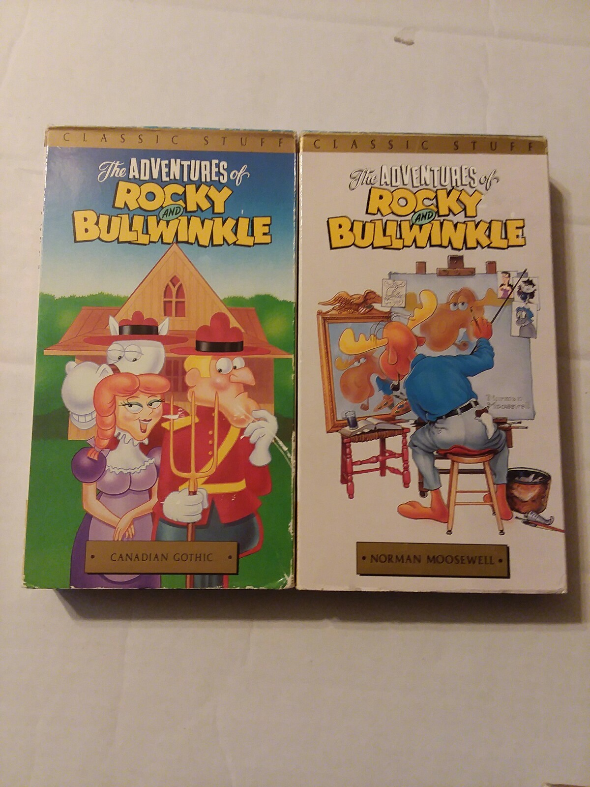 2 Rocky and bullwinkle vhs,Norman moosewell and Canadian Gothic. | eBay