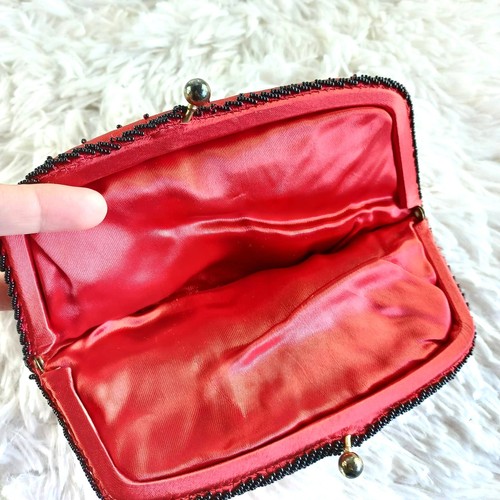 Ruby Red Small Black Strawberry Shape Beaded Clutch Evening Purse ...