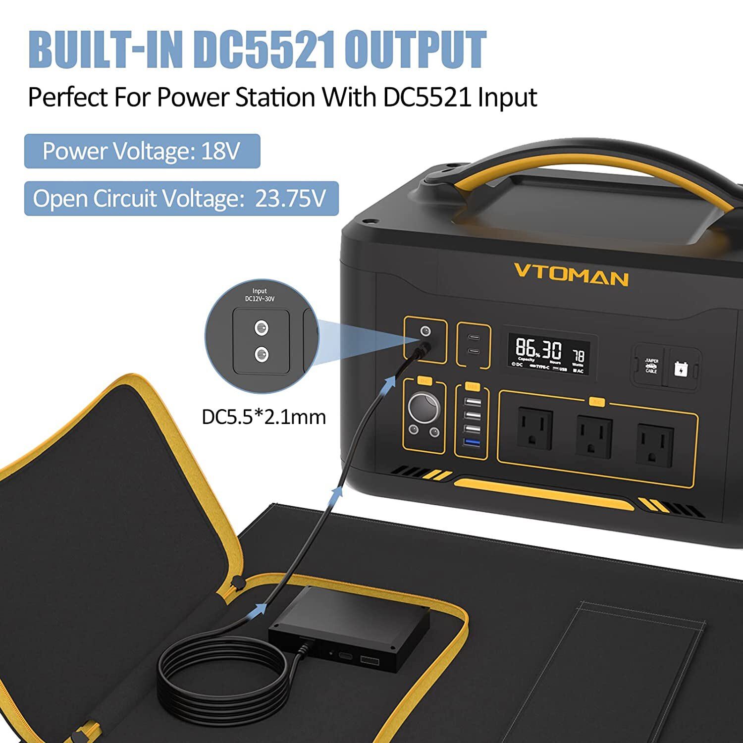 VTOMAN Jump 600X Portable Power Station 600W Generator with 100W Solar ...