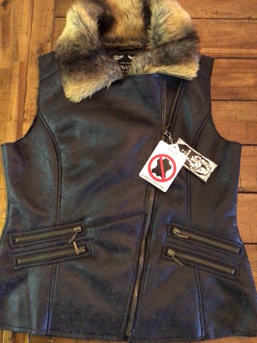 YOKI New York Outerwear Collection Vegan Leather VTG Vest NWT Ladies Sz ...
