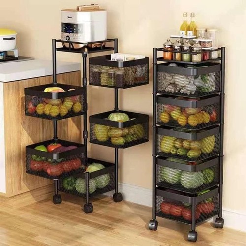 6 Tier Kitchen Rotating Storage Trolley Cart With Wheels Utility ...