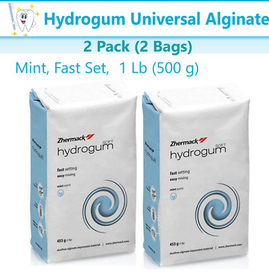 2 Pack x Zhermack Hydrogum Dental Impression Alginate 1.1 Lb. 500g Mint ...