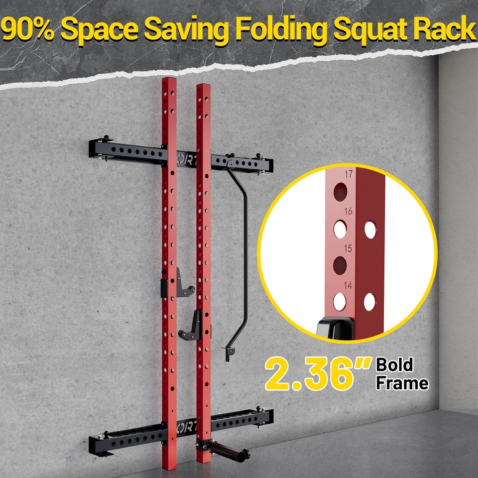 Folding Wall Mounted Squat Rack Rack Pull Up Bar J Hooks 1000lbs Wall ...