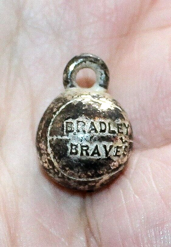 5505~Small 13mm Silvertone Metal BRADLEY BRAVES Figural Baseball Shank ...