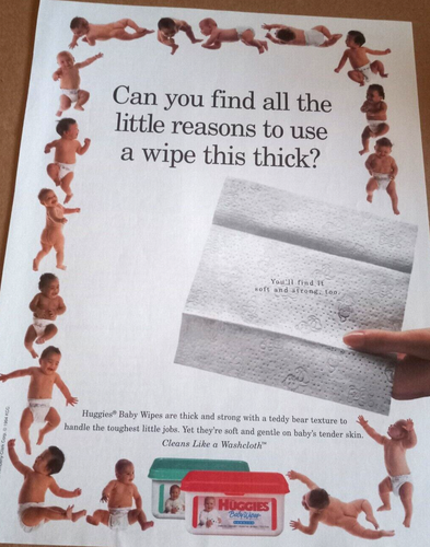 1995 advertising page - Huggies baby wipes cute babies in diapers PRINT ...