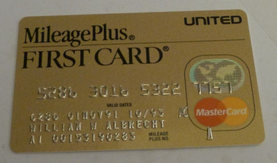 United Mileage Gold Plus Credit Card - Un-Signed Vintage Expired ...