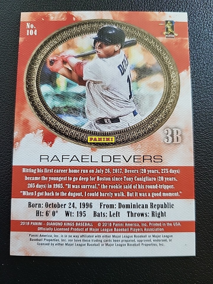 2018 Panini Diamond Kings Brown Frame Rafael Devers RC /49 Red Sox #104 ...