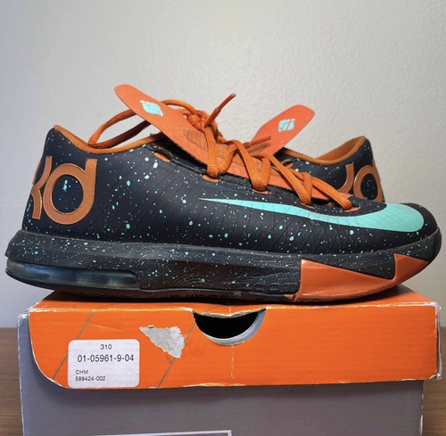 Nike KD 6 VI Texas Black Green Orange Size 8.5 Sneakers w/ Box 599424 ...