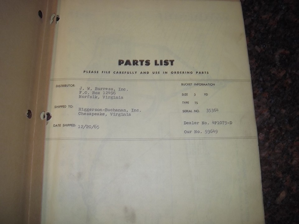 HENDRIX DRAGLINE BUCKETS 3YD 3 YARD PARTS MANUAL BOOK CATALOG | eBay