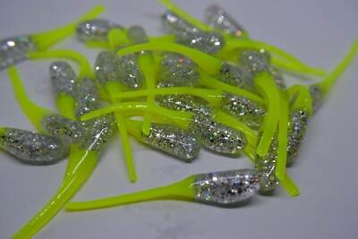 JASONS 2" STINGER SHAD 30 PACK CRAPPIE LURES JIGS SILVER & CHARTREUSE ...