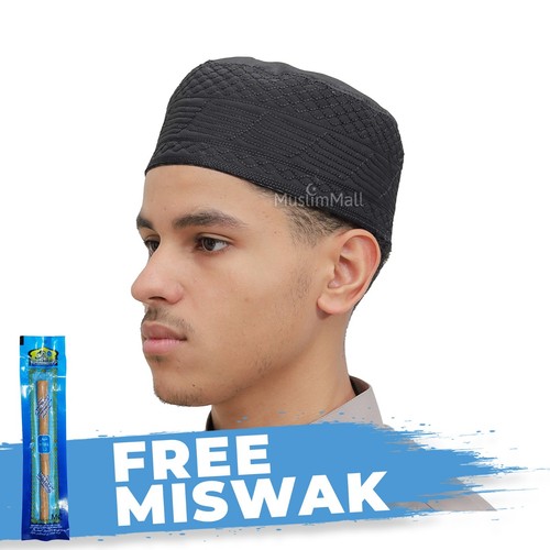 Black NAMAZ PRAYER CAP Muslim Kufi Hat - "Madinah" Embroidered ISLAMIC ...