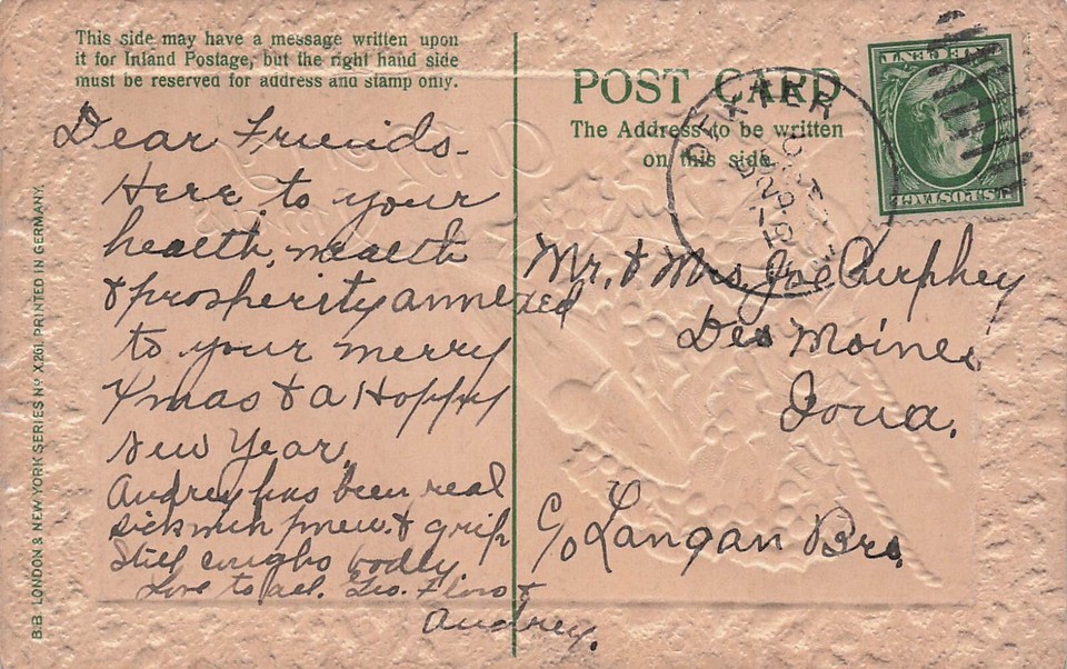 Antique Christmas Card Dark Goth Spooky Witch Tree Holly Bells Vtg ...