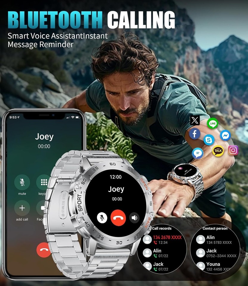 Smart Watch Blood Pressure, '' Blood Pressure Monitor Watch with Air ...