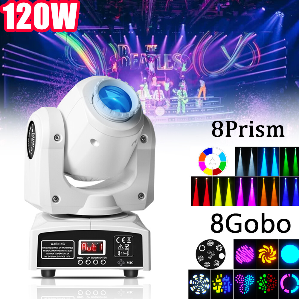 8X Beam 120W Moving Head DMX GOBO Stage Lighting DMX LED RGBW DJ Disco ...
