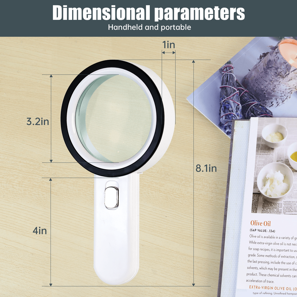 Magnifying Glass 30X Handheld 12 LED Light Magnifier for Reading ...