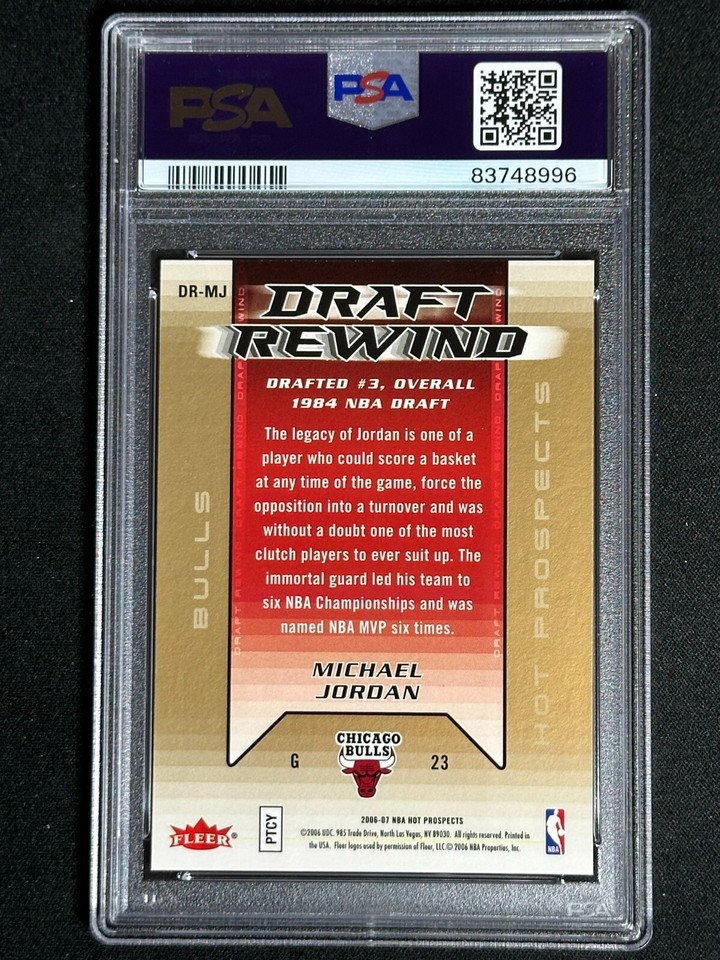 2006 Fleer Hot Prospects Draft Rewind Michael Jordan #DR-MJ PSA 10 GEM ...