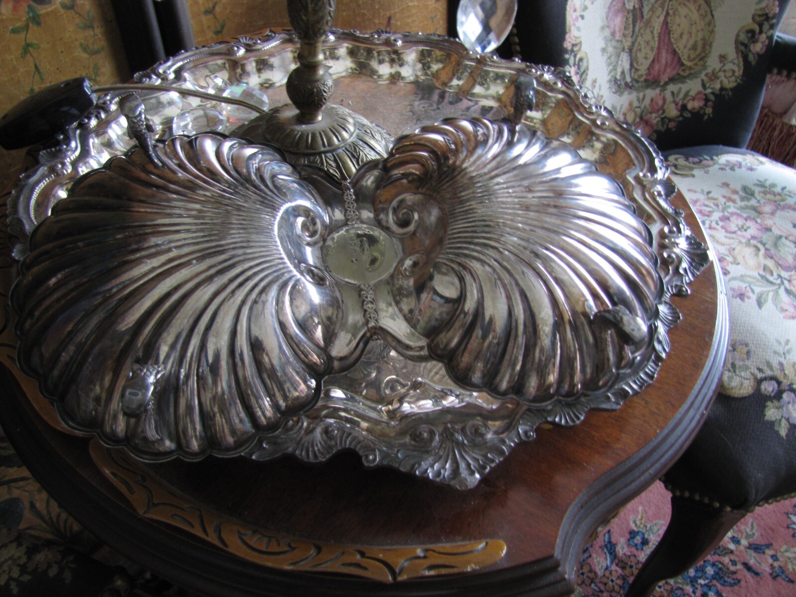 Vintage Silver plated double clam shell serving dish W/Fish feet 12 1/4 ...