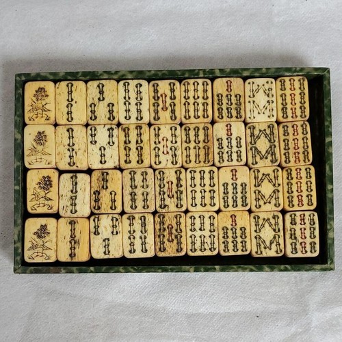 Vintage Bamboo Mahjong Tiles Set with Plastic Scoring Sticks Free ...
