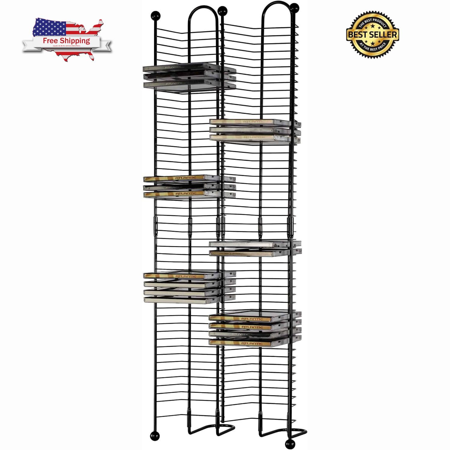 100 CD Cabinet Stand Wall Tower Steel Wire DVD Holder Media Storage ...
