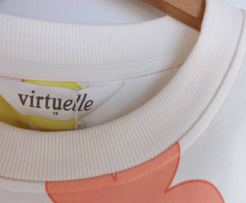 New Virtuelle Taking Shape Jumper 18 Womens Floral Sweatshirt Off White ...