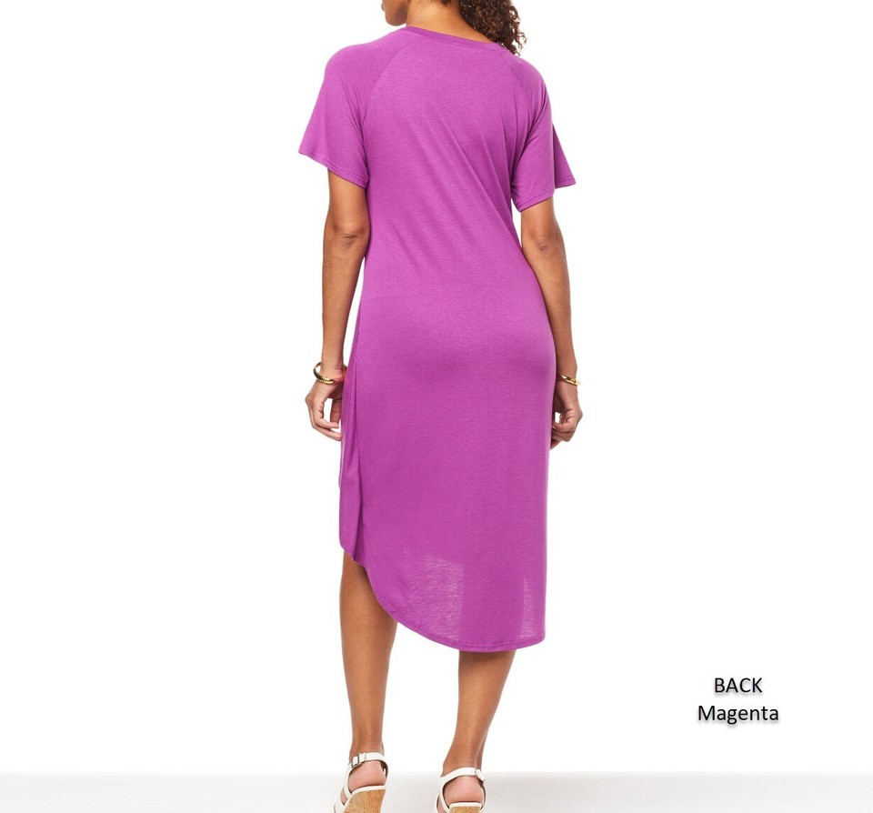 DG2 by Diane Gilman Hi-Low Hem Wrap Front T-Shirt Dress Color Cherry L ...