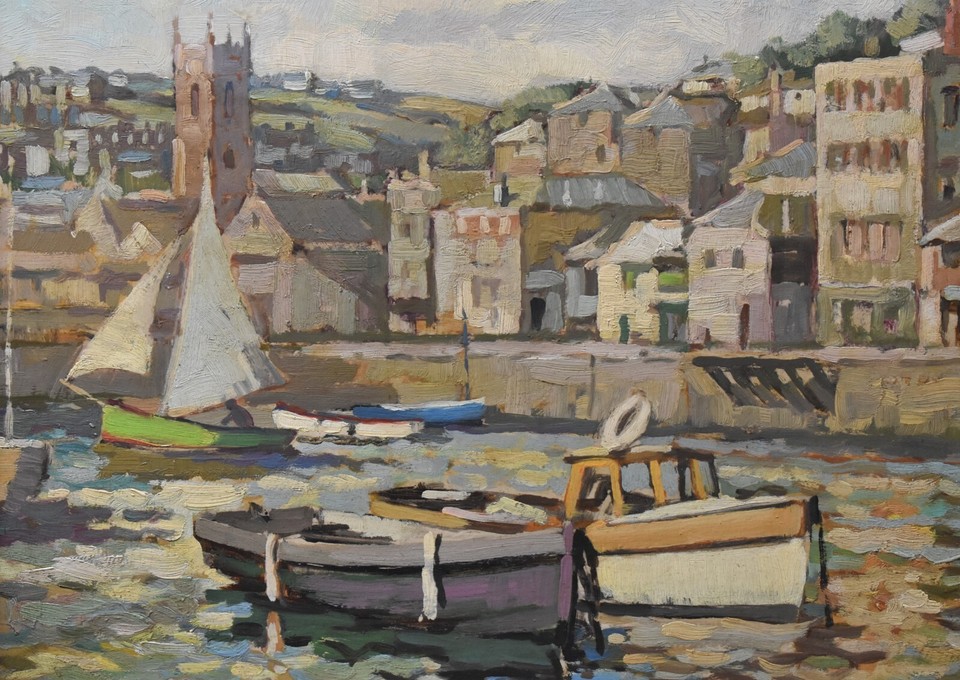Gilbert Gee Original Oil Painting Boats At St Ives Cornwall Vintage ...