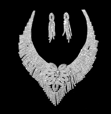 XL Set Collana Orecchini Set Gioielli Collier Sposa Argento Stras | eBay