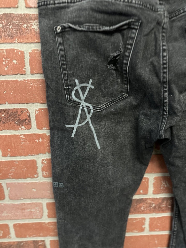 Size 40 - Ksubi Jeans Dark Black /Dark Grey “Bring life Back” 100% ...