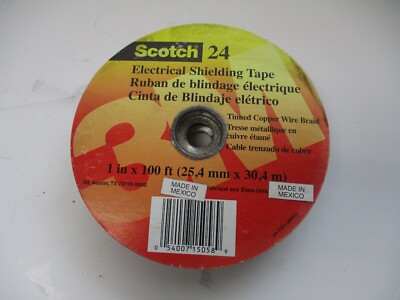 SCOTCH 24 ELECTRICAL SHIELDING TAPE 1" X 100', TINNED COPPER WIRE BRAID ...