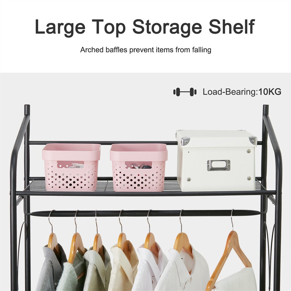 Clothes Rack Heavy Duty Garment Storage Stand with Shelves Living Room ...