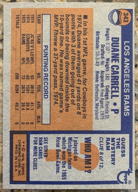1976 Topps - #343 Duane Carrell (RC) for sale online | eBay