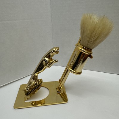 Gold Safety Razor Brush Stand Holder French Art Deco Jaguar Shaving Set ...