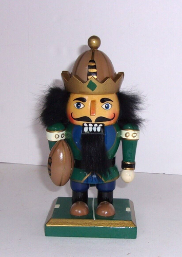 Wooden Nutcracker FOOTBALL PLAYER DARK GREEN w/CROWN HELMET Mini 6 ...