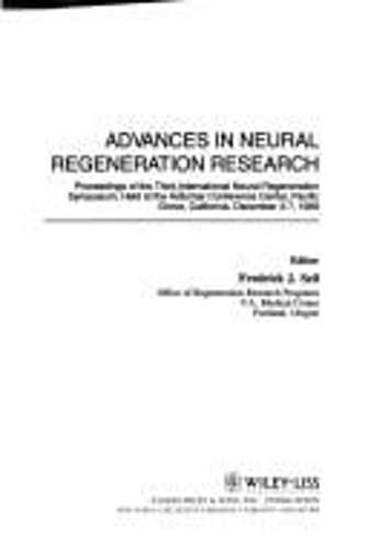 Advances in Neural Regeneration Research Hardcover 9780471568490 | eBay