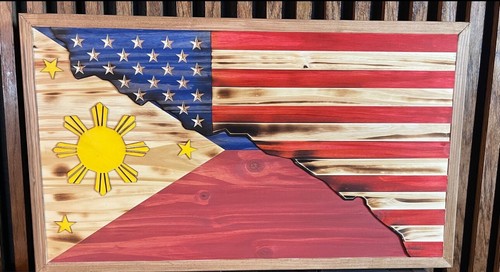 Filam Fil-Am Wooden Filipino American Flag | eBay